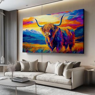 Generic Leinwand Bilder 40L x 30B cm Wanddeko Wohnzimmer Aesthetic Room Decor Deko Tier-Yak-Landschaft Zimmer Wandbilder Modern Bild auf Leinwand Moderne Kuns