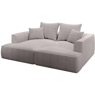Vente-Unique Vente-unique - Canap&eacute; 3 places confort assise profonde en velours c&ocirc;tel&eacute; grosses c&ocirc;tes gris clair pineta