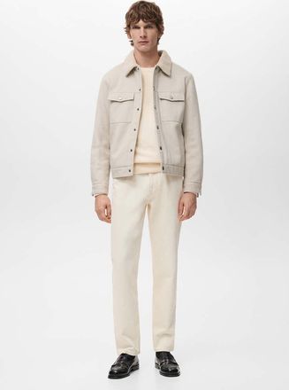 Mango Blouson en jean doublure imitation mouton retourn&eacute; sable - Homme - XXL - MANGO MAN