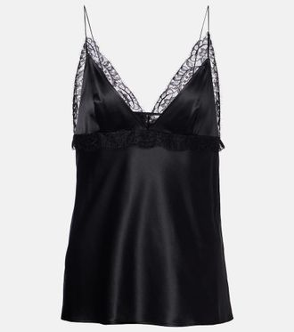 Nina Ricci Caraco en satin de soie m&eacute;lang&eacute;e avec dentelle