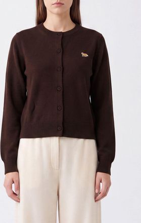 Maison Kitsun&eacute; Woll-Cardigan mit Rundhalsausschnitt und gesticktem Logo