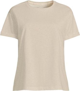Lands End Supima Shirt mit kurzen Rollärmeln, Damen, Größe:48-50 regular, Weiß, Baumwolle, by Lands End