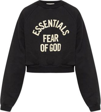 Fear of God Femme, Sweatshirts et sweats &agrave; capuche, Noir, Taille: 42 FR Campus 90s Cropped Raglan Fleece Crewneck SweaT-shirt