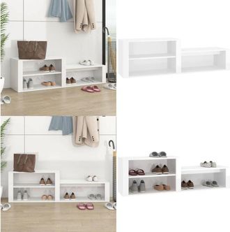 vidaXL Schuhschrank Hochglanz-Weiß 150x35x45 cm Holzwerkstoff - Schuhschrank - Holzwerkstoff Schrank - Garderobe - Flurmöbel - Weißer Schuhschrank - Home &