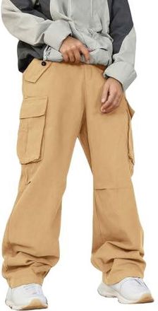 Generic Pantalon de parachute pour homme - Pantalon de surv&ecirc;tement baggy &agrave; taille &eacute;lastique, pantalon cargo &eacute;l&eacute;gant et polyvalent de couleur unie, pantalon de