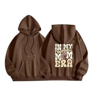 Generic 2026 Printemps Femmes Casual L&eacute;ger Sweat &agrave; Capuche Sweatshirts &agrave; Manches Longues Lettre Imprim&eacute; Graphique Pullover Football Blouse, marron, XXL
