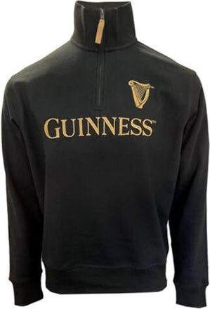 Guinness Sweat-shirt à fermeture éclair 1/4 avec emblème noir, Noir, L