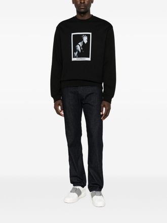 Emporio Armani Graphic-Print Cotton Sweatshirt - Black