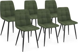 IDMarket 6er-Set Esszimmerst&uuml;hle Mila aus khakigr&uuml;nem Samt