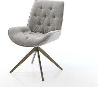 DELIFE Drehstuhl Taimi-Flex Strukturstoff Soft Grau Kreuzgestell breit Effektfinish Titan 360° drehbar Wippfunktion, Esszimmerstühle