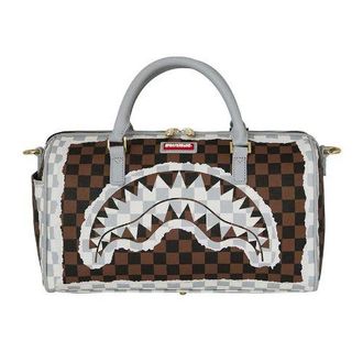 Sprayground Sprayground | Cream And Brown Tear Check Mini Duffle