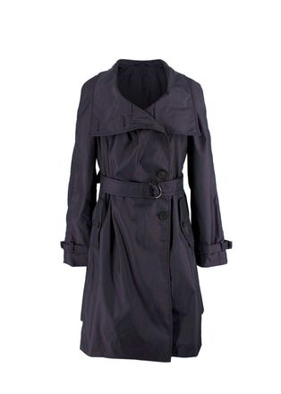 Armani Collezioni Dark Purple Water Resistant Trench Coat Size XS