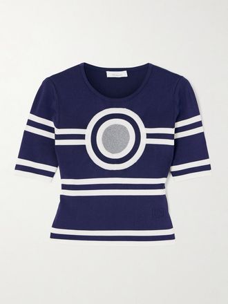 Paco Rabanne Haut En Mailles Côtelées À Rayures Et À Finition En Lurex - Bleu