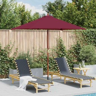 vidaXL Parasol avec m&acirc;t en bois 150 x 200 cm Bordeaux