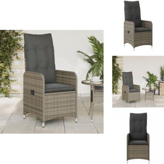 vidaXL Gartensessel Verstellbar mit Kissen Grau Poly Rattan - Gartenstuhl - Relaxsessel - Loungesessel - Outdoor M&ouml;bel - Rattan Sessel