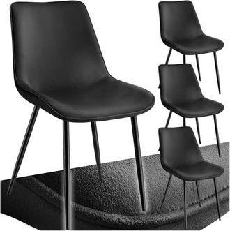 TecTake Lot de 4 Chaises de Salle &agrave; Manger Chaises Rembourr&eacute;es Chaise Ergonomique Velours Fauteuil Salon Style Scandinave Pieds en Metal Noir Chaise Coiffeuse