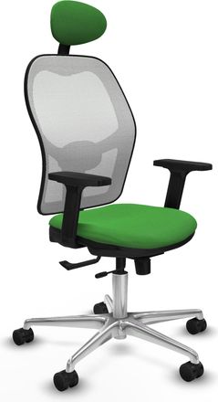 Piqueras y Crespo B&uuml;rostuhl aus Stoff, h&ouml;henverstellbar, mit 2D-Armen, h&ouml;henverstellbare Lendenwirbelst&uuml;tze und festes Kopfteil, Wei&szlig;/Gr&uuml;n