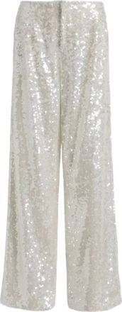 Alberta Ferretti Femme, Pantalons, Blanc, Taille: 38 FR Wide Leg Sequins Pantalons