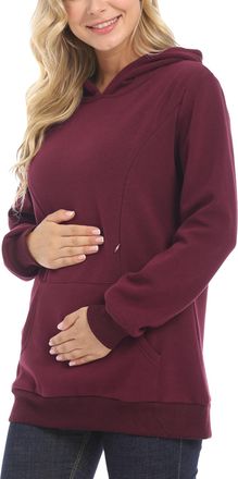 Feoya Damen Stilloberteil Winter Umstandsmode Umstandskleid Mode Mit Kapuze Umstandspullover Dick Freizeit Umstandstop Soild Mit Reißverschluss Stillshirts 