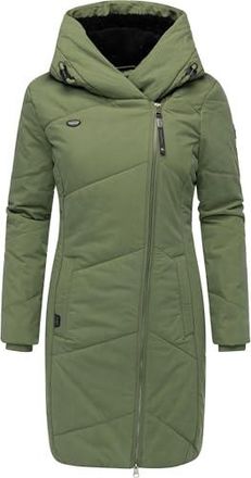 Ragwear Gordon Long manteau dhiver chaud matelassé pour femme avec capuche Taille XS à 6XL, Olive Leaf25, XXL
