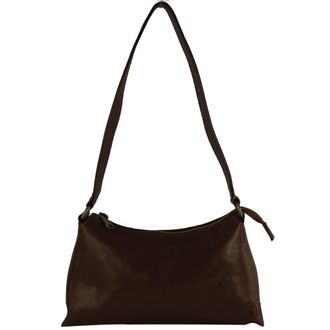 modamoda.de T255 - kleine Damentasche aus Leder made in Italy, Farbe:Dark Chocolate