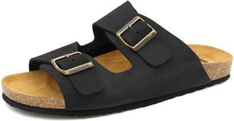 Esprit Casual Mules pour homme en cuir nubuck - Semelle en li&egrave;ge et cuir v&eacute;ritable - Pointure 39-47, Noir, 44 EU