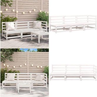 vidaXL Gartensofa 3-Sitzer Wei&szlig; Massivholz Kiefer - Gartensofa - Holzsessel - Gartenm&ouml;beln - Esszimmergarnitur - Lounge M&ouml;bel - Home & Living