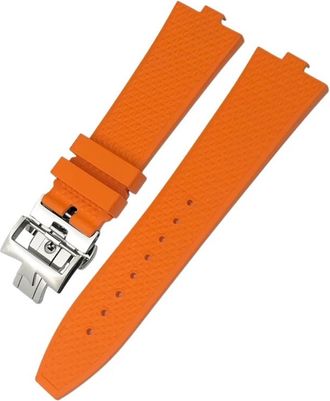 Generic Konvexe Gummi-Uhrenarmb&auml;nder, 24-7 mm, passend f&uuml;r Schnellwechsel-Ger&auml;te, blau-schwarz-orangefarbenes Armband
