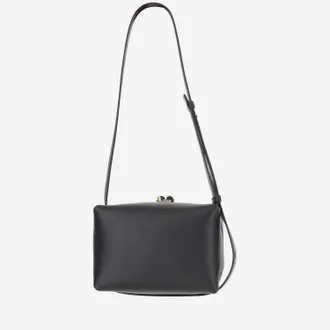 Jil Sander Womens Leather Shoulder Bag With Logo Black Calf