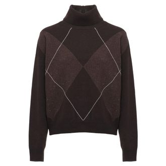 PESERICO Pull en laine- soie et cachemire avec cha&icirc;ne Monil - Femme - Pulls - Brun - Taille: 36 FR