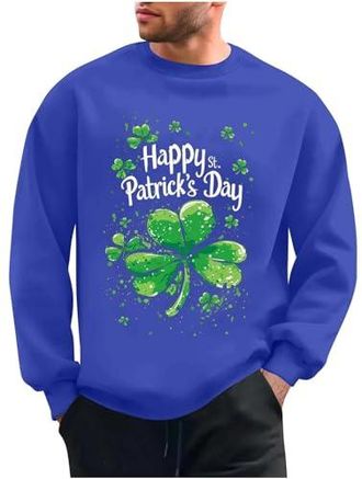 Generic Pull pour homme et femme avec breloque porte-bonheur amusante pour la Saint-Patrick Vert irlandais D&eacute;fil&eacute; Tenue Tr&egrave;fle Imprim&eacute; Vintage Jumper Tops, bl