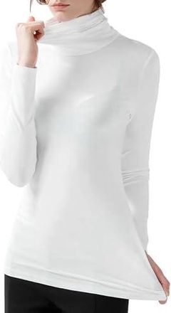 Generic sous Pull Femme Haut Thermique Femme sous Pull Thermique Femme Doux Glamour Pull Col Ras du Cou Manches Longues Doux Et Chaud Tricot Moelleux pour Aut