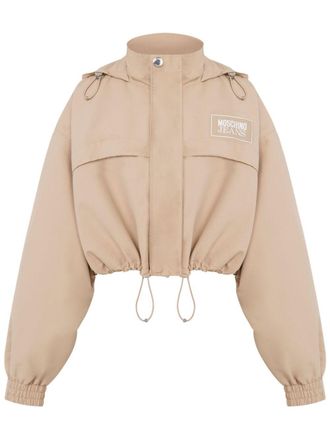 Moschino veste crop à capuche - Marron