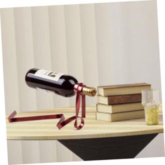 PartyKindom Kreatives Weinregal Flacheisen Mit Farbband Hängend Balance Halterung Rot Wohnraumdekoration