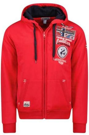 Geographical Norway Gotham Men Sweat Capuche Poche Kangourou Homme - Sweatshirt Logo Pull Hood Hoody Chaud Manches Longues - Hommes Printemps Ete Automne Hiver (Rouge XL)