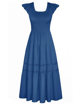 Grace Karin Festliche Kleider Für Damen Swing Maxikleid Elegant Lässig Spaghetti Trägerkleid Königsblau S