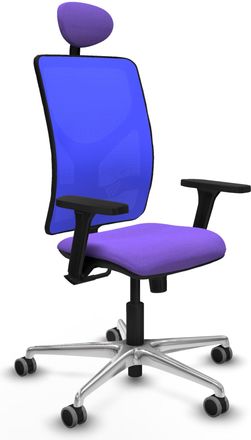 Piqueras y Crespo B&uuml;rostuhl mit 3D-Armlehnen, h&ouml;henverstellbare Lendenwirbelst&uuml;tze und festes Kopfteil, ausgestattet mit 3 Positionen und Schneidschaum, Blau/Lila