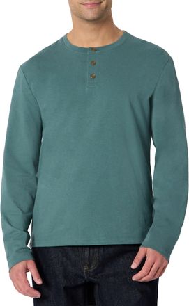 Amazon Essentials Herren Langärmliges Relaxed-Fit-Henley, Schiefergrün, XXL