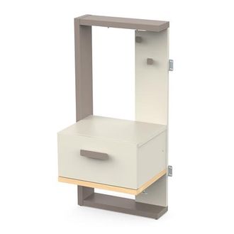 Demeyere Calicosy Nachttisch mit 1 Schublade, L39,2 cm - Camillia - aus Spanplatten - Dekor Ton, Grau und Eiche - f&uuml;r Schlafzimmer - L 39,2 x B 31,4 x H 84,2 c