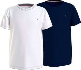 Tommy Hilfiger T-Shirt 2 PK SS TEE mit Stickerei und Rundhals im 2er-Pack (Packung, 2-tlg., 2er-Pack) unifarben, casual, regular fit, Baumwolle, Rundhals