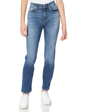 7 For All Mankind Damen Relaxed Skinny Slim Illusion Eco Beyond Jeans, Light Blue, 25W 30L EU