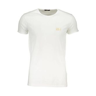 Cavalli Homme, Tops, Blanc, Taille: L T-shirt Blanc à Col Rond avec Impression Unique