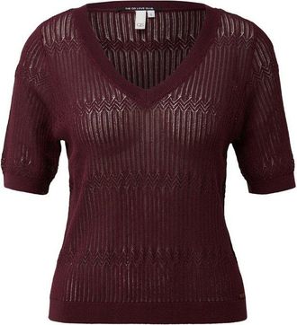 QS by s.Oliver Kurzarmpullover Strickpullover Leicht transparentes Strickshirt
