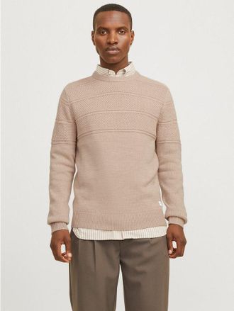 Jack & Jones Rundhalspullover JJJERRY KNIT CREW NECK AW24 mit Struktur