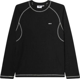 Obey Homme, Sweatshirts et sweats &agrave; capuche, Noir, Taille: L Aaron Contrast Stitch LS