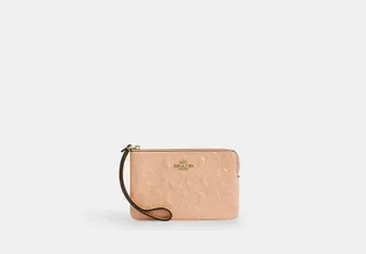 Coach Tasche Aus Signature-Leder Mit Handgelenkschlaufe, Rundumrei&szlig;verschluss Und Anh&auml;nger