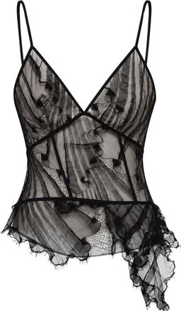 Erika Cavallini Semi Couture Top Crystal - Femme - Tops - Noir - Taille: 40 FR