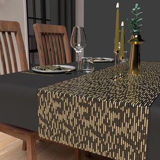 Soleil d'Ocre Festlicher Tischläufer, Bedruckt, 40 x 180 cm, goldfarben, Schwarz