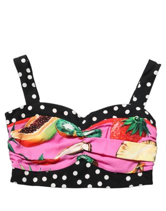 Dolce & Gabbana Womens Multicolor Silk Cropped Bustier Corset Top Elastane