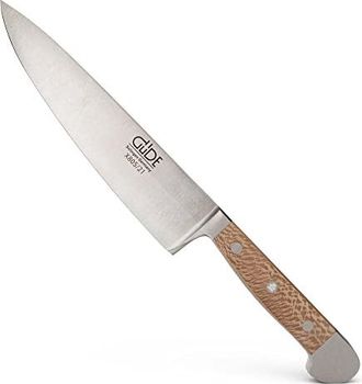 Gude Solingen - Kochmesser geschmiedet, 21 cm, Platanenholz, ALPHA PLATANE, Küchenmesser, Doppelkropf, Handmade Germany